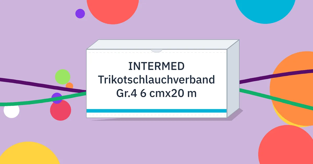 Symbolbild: Packung mit der Aufschrift INTERMED Trikotschlauchverband Gr.4 6 cmx20 m (PZN 02606132) – Verfügbarkeit und Bezug in Apotheken in Frankfurt am Main