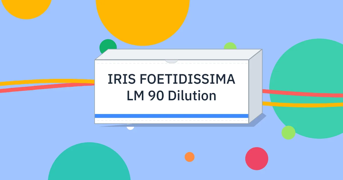 Symbolbild: Packung mit der Aufschrift IRIS FOETIDISSIMA LM 90 Dilution (PZN 12914188) – Verfügbarkeit und Bezug in Apotheken in Frankfurt am Main