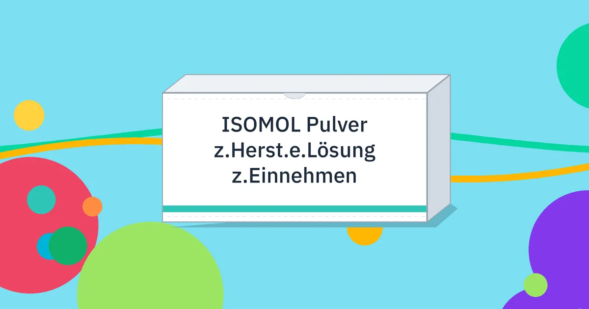 Symbolbild: Packung mit der Aufschrift ISOMOL Pulver z.Herst.e.Lösung z.Einnehmen (PZN 17582472) – Verfügbarkeit und Bezug in Apotheken in Frankfurt am Main