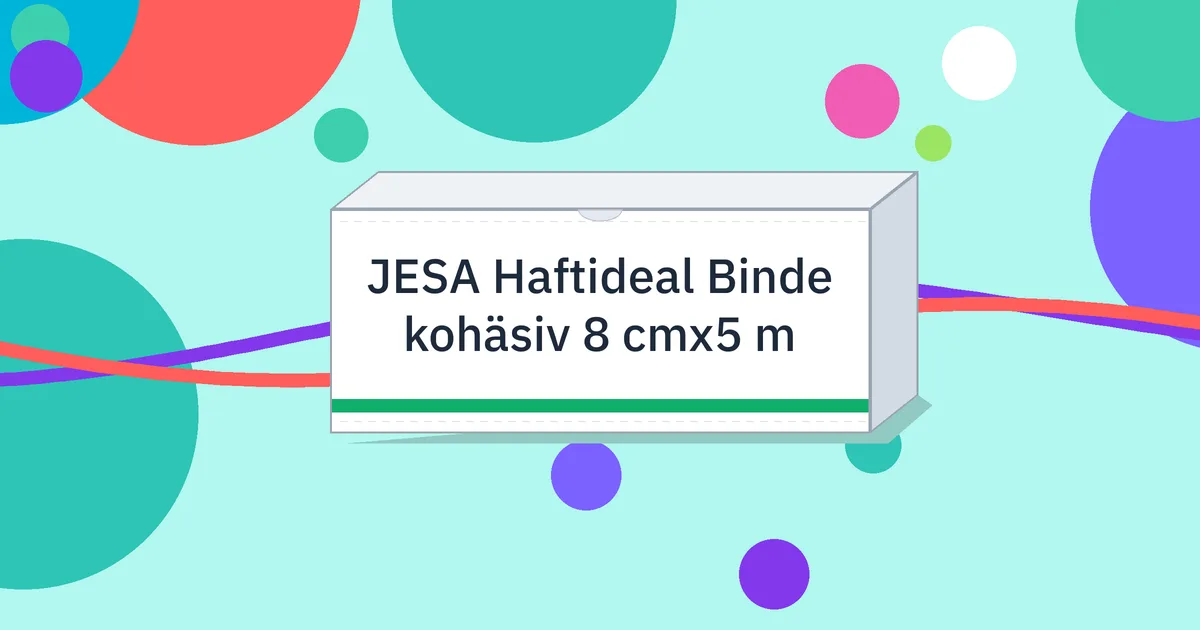 Symbolbild: Packung mit der Aufschrift JESA Haftideal Binde kohäsiv 8 cmx5 m (PZN 10916823) – Verfügbarkeit und Bezug in Apotheken in Frankfurt am Main