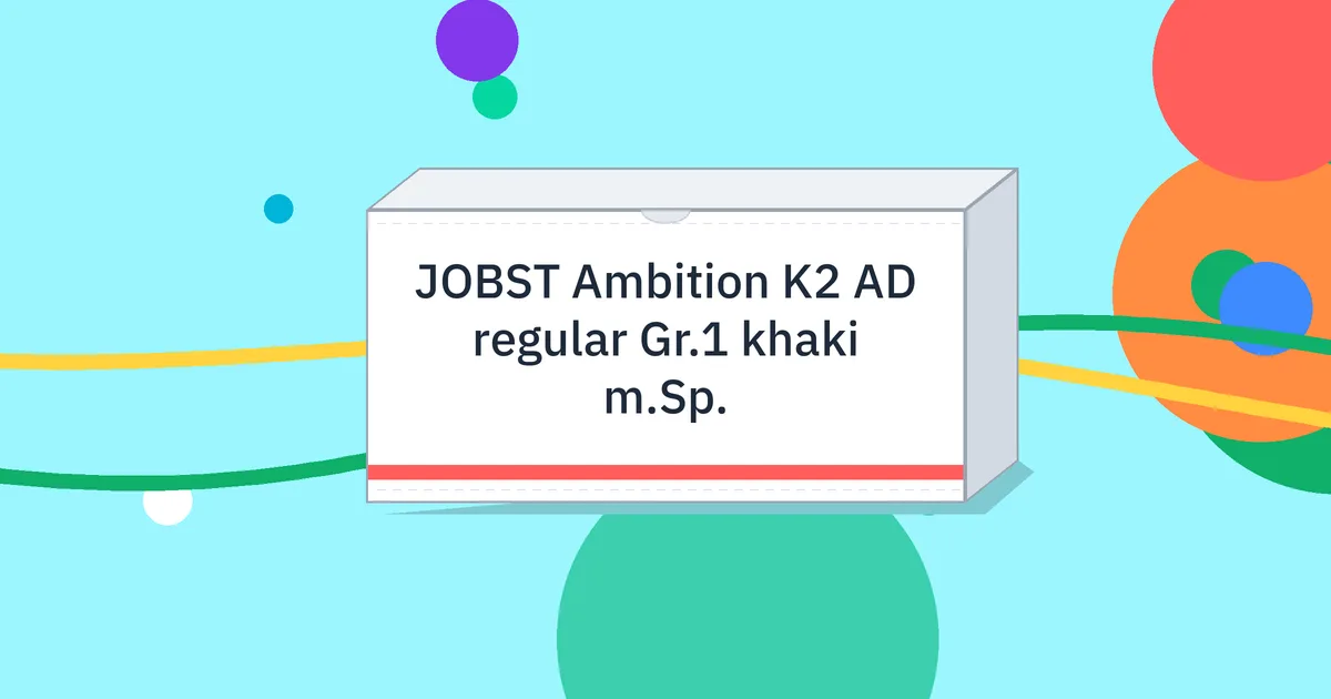 Symbolbild: Packung mit der Aufschrift JOBST Ambition K2 AD regular Gr.1 khaki m.Sp. (PZN 11020968) – Verfügbarkeit und Bezug in Apotheken in Frankfurt am Main