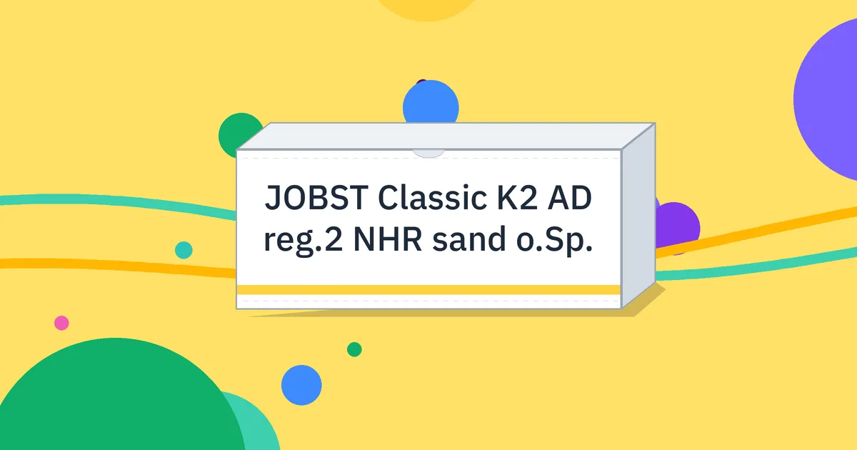 Symbolbild: Packung mit der Aufschrift JOBST Classic K2 AD reg.2 NHR sand o.Sp. (PZN 13062178) – Verfügbarkeit und Bezug in Apotheken in Frankfurt am Main