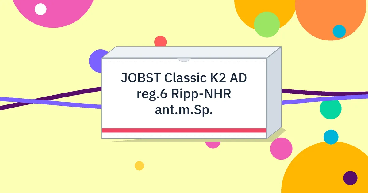 Symbolbild: Packung mit der Aufschrift JOBST Classic K2 AD reg.6 Ripp-NHR ant.m.Sp. (PZN 13061776) – Verfügbarkeit und Bezug in Apotheken in Frankfurt am Main