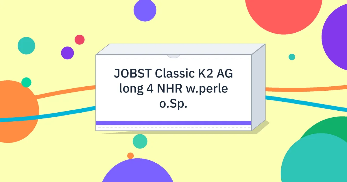Symbolbild: Packung mit der Aufschrift JOBST Classic K2 AG long 4 NHR w.perle o.Sp. (PZN 10726873) – Verfügbarkeit und Bezug in Apotheken in Frankfurt am Main