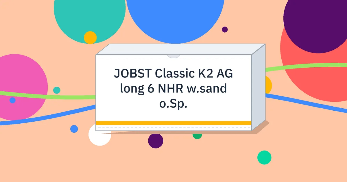 Symbolbild: Packung mit der Aufschrift JOBST Classic K2 AG long 6 NHR w.sand o.Sp. (PZN 11269917) – Verfügbarkeit und Bezug in Apotheken in Frankfurt am Main