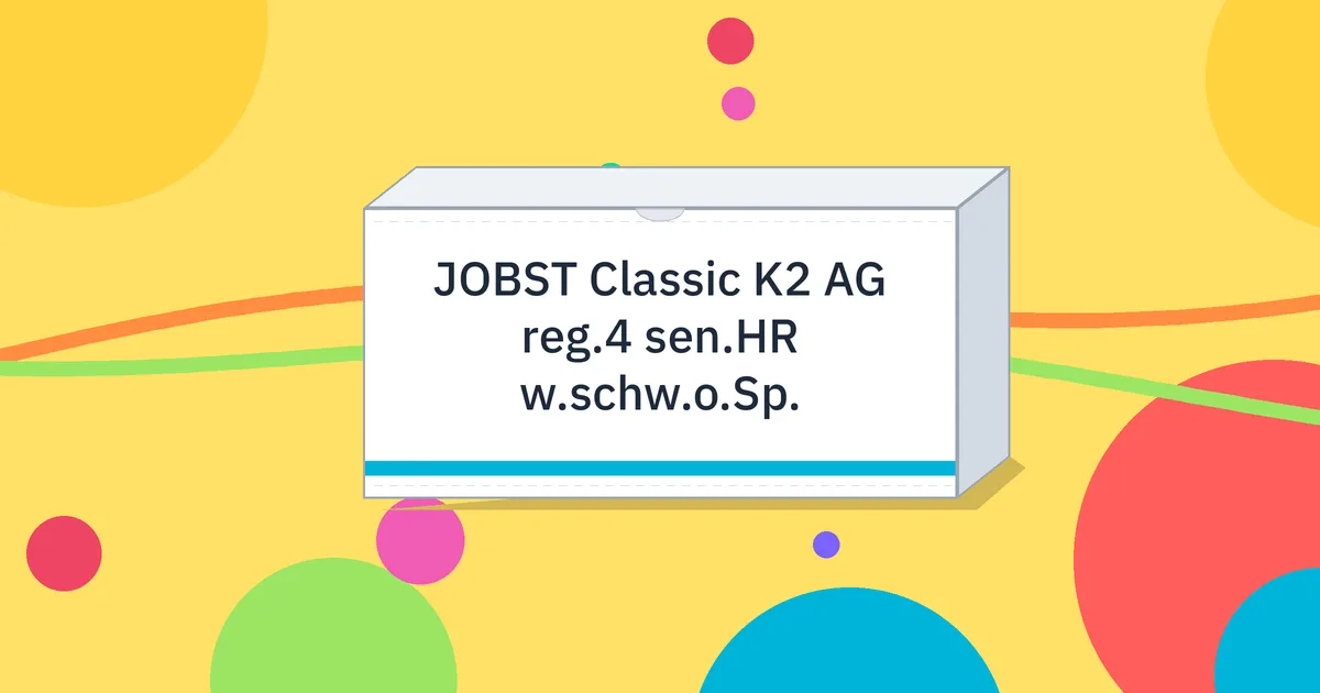 Symbolbild: Packung mit der Aufschrift JOBST Classic K2 AG reg.4 sen.HR w.schw.o.Sp. (PZN 17960678) – Verfügbarkeit und Bezug in Apotheken in Frankfurt am Main
