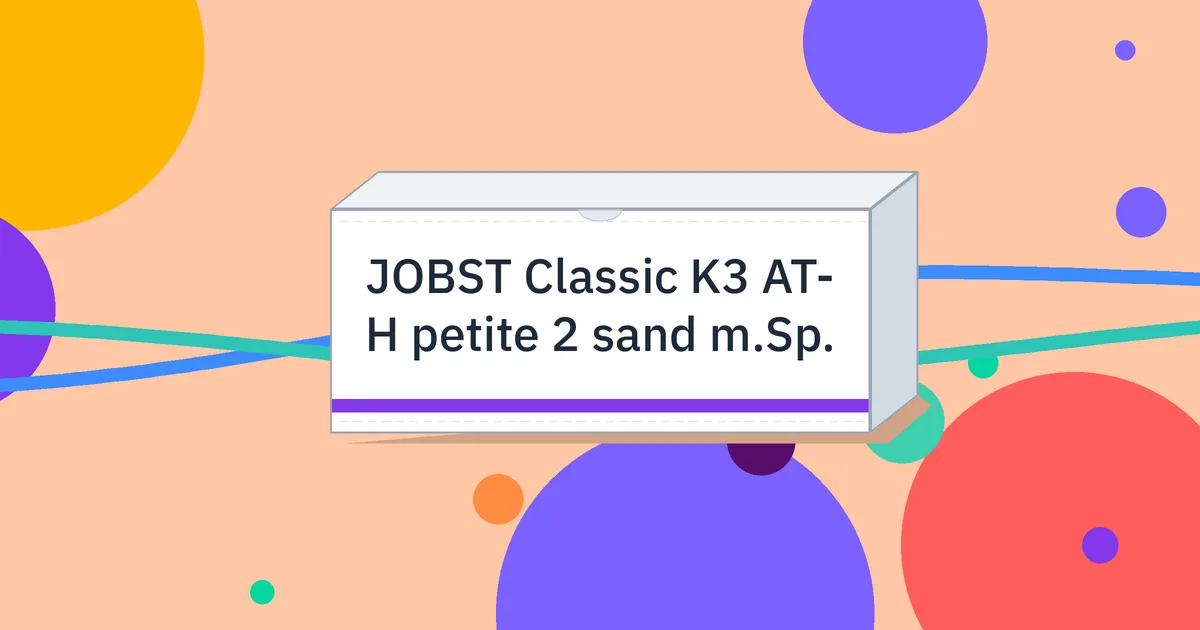 Symbolbild: Packung mit der Aufschrift JOBST Classic K3 AT-H petite 2 sand m.Sp. (PZN 13076714) – Verfügbarkeit und Bezug in Apotheken in Frankfurt am Main