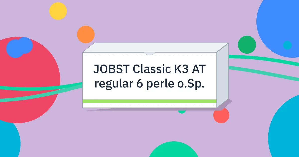 Symbolbild: Packung mit der Aufschrift JOBST Classic K3 AT regular 6 perle o.Sp. (PZN 13078245) – Verfügbarkeit und Bezug in Apotheken in Frankfurt am Main