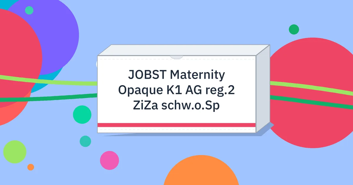 Symbolbild: Packung mit der Aufschrift JOBST Maternity Opaque K1 AG reg.2 ZiZa schw.o.Sp (PZN 15852217) – Verfügbarkeit und Bezug in Apotheken in Frankfurt am Main