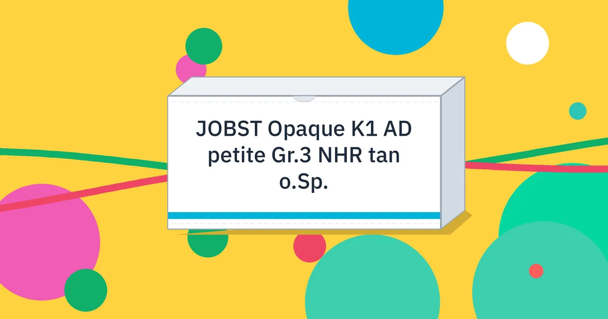 Symbolbild: Packung mit der Aufschrift JOBST Opaque K1 AD petite Gr.3 NHR tan o.Sp. (PZN 16264149) – Verfügbarkeit und Bezug in Apotheken in Frankfurt am Main