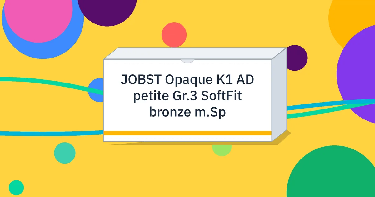Symbolbild: Packung mit der Aufschrift JOBST Opaque K1 AD petite Gr.3 SoftFit bronze m.Sp (PZN 13079204) – Verfügbarkeit und Bezug in Apotheken in Frankfurt am Main