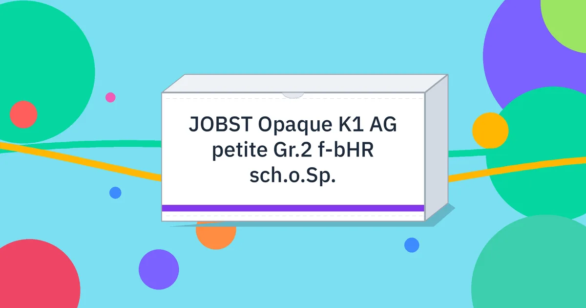 Symbolbild: Packung mit der Aufschrift JOBST Opaque K1 AG petite Gr.2 f-bHR sch.o.Sp. (PZN 13087534) – Verfügbarkeit und Bezug in Apotheken in Frankfurt am Main