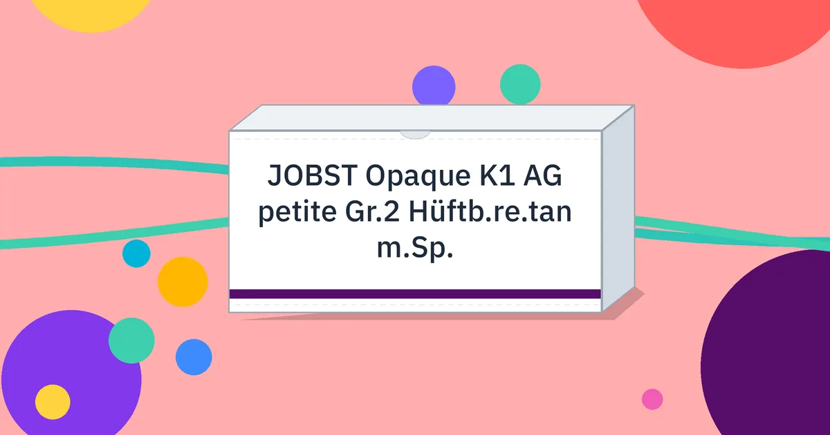 Symbolbild: Packung mit der Aufschrift JOBST Opaque K1 AG petite Gr.2 Hüftb.re.tan m.Sp. (PZN 16273680) – Verfügbarkeit und Bezug in Apotheken in Frankfurt am Main