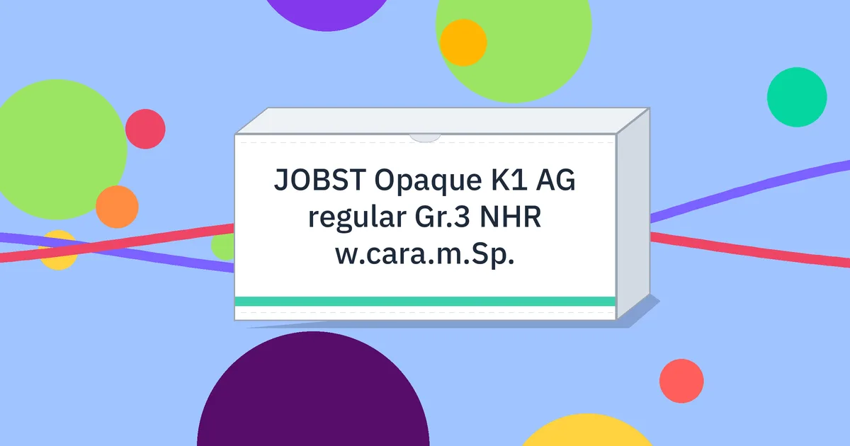 Symbolbild: Packung mit der Aufschrift JOBST Opaque K1 AG regular Gr.3 NHR w.cara.m.Sp. (PZN 13095491) – Verfügbarkeit und Bezug in Apotheken in Frankfurt am Main