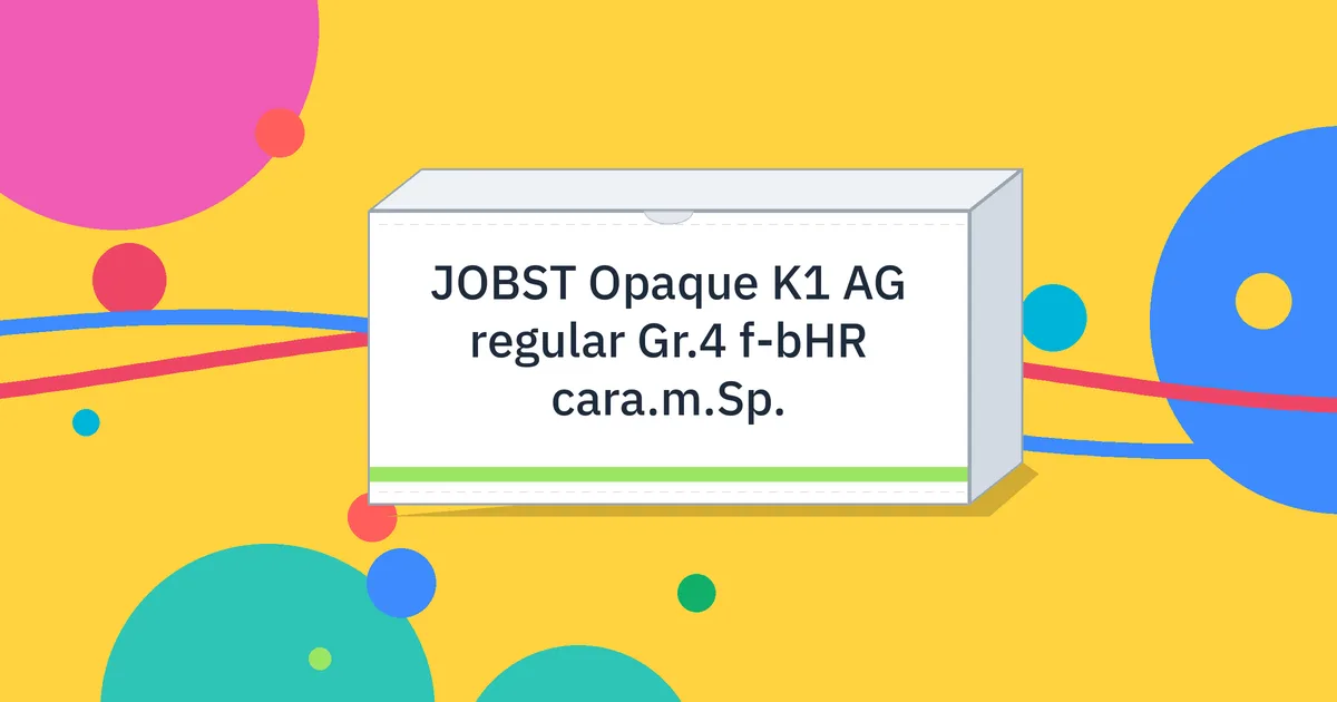 Symbolbild: Packung mit der Aufschrift JOBST Opaque K1 AG regular Gr.4 f-bHR cara.m.Sp. (PZN 13090565) – Verfügbarkeit und Bezug in Apotheken in Frankfurt am Main