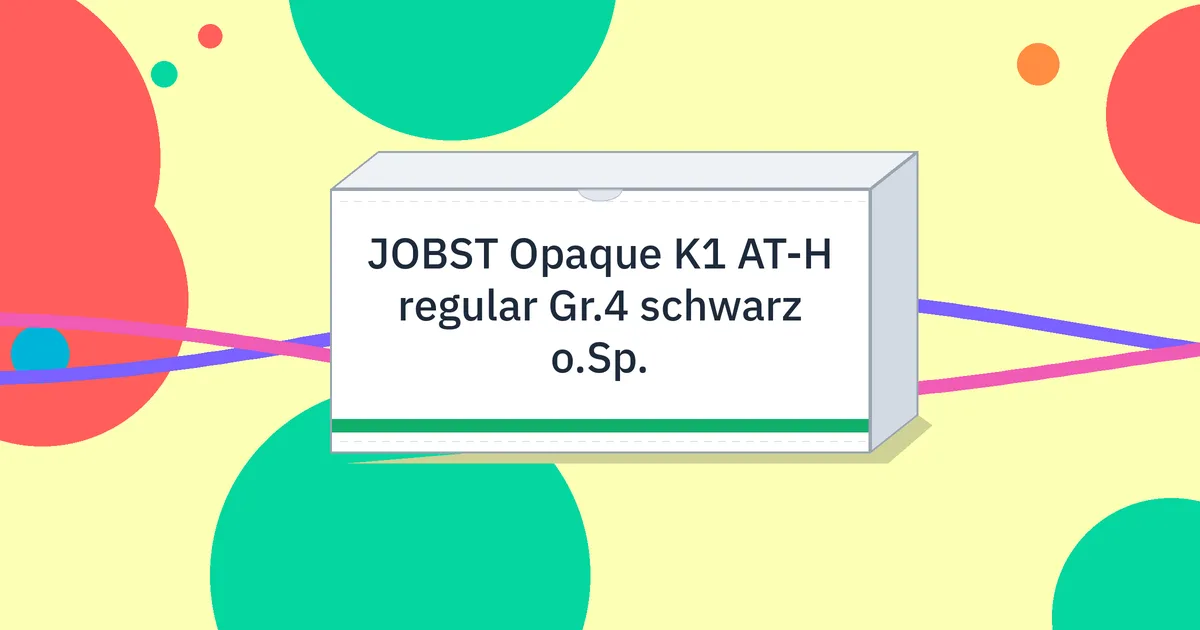 Symbolbild: Packung mit der Aufschrift JOBST Opaque K1 AT-H regular Gr.4 schwarz o.Sp. (PZN 13105812) – Verfügbarkeit und Bezug in Apotheken in Frankfurt am Main
