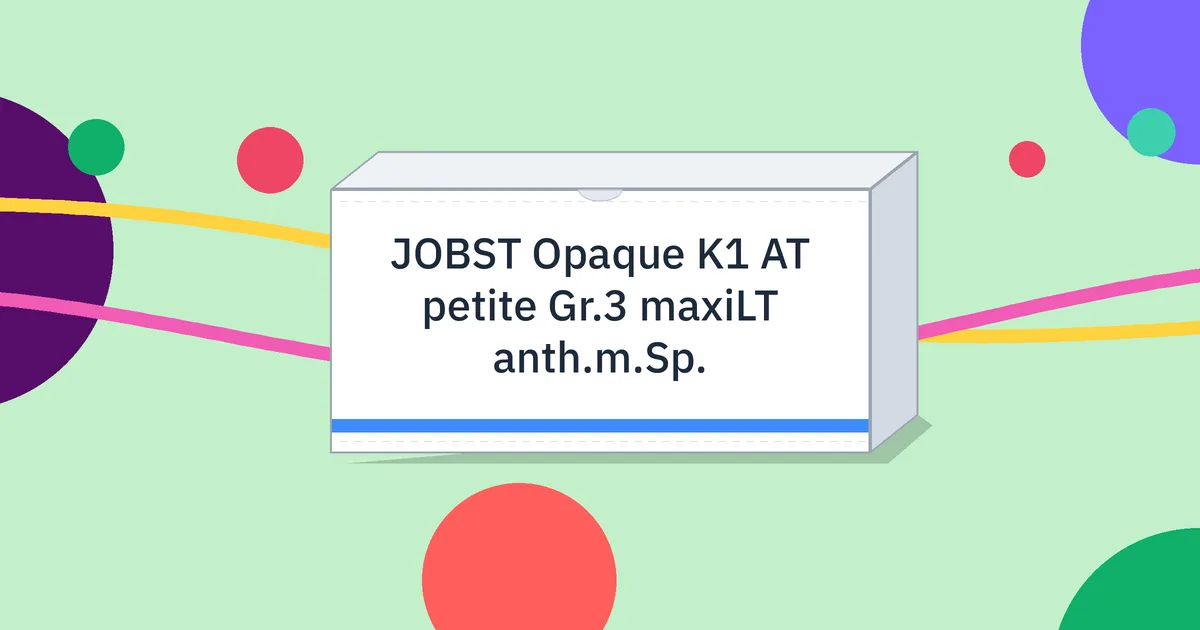 Symbolbild: Packung mit der Aufschrift JOBST Opaque K1 AT petite Gr.3 maxiLT anth.m.Sp. (PZN 16275785) – Verfügbarkeit und Bezug in Apotheken in Frankfurt am Main