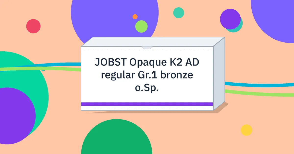 Symbolbild: Packung mit der Aufschrift JOBST Opaque K2 AD regular Gr.1 bronze o.Sp. (PZN 13111089) – Verfügbarkeit und Bezug in Apotheken in Frankfurt am Main