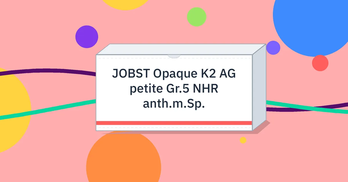 Symbolbild: Packung mit der Aufschrift JOBST Opaque K2 AG petite Gr.5 NHR anth.m.Sp. (PZN 16283170) – Verfügbarkeit und Bezug in Apotheken in Frankfurt am Main