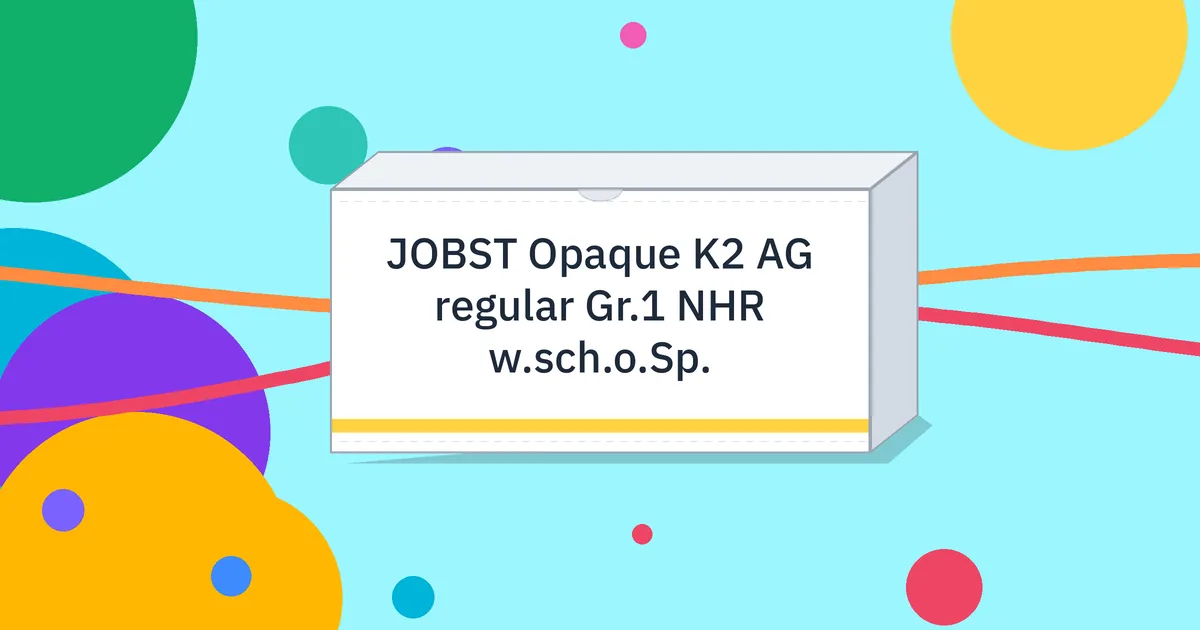 Symbolbild: Packung mit der Aufschrift JOBST Opaque K2 AG regular Gr.1 NHR w.sch.o.Sp. (PZN 11254169) – Verfügbarkeit und Bezug in Apotheken in Frankfurt am Main