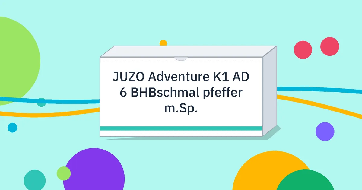 Symbolbild: Packung mit der Aufschrift JUZO Adventure K1 AD 6 BHBschmal pfeffer m.Sp. (PZN 15495757) – Verfügbarkeit und Bezug in Apotheken in Frankfurt am Main