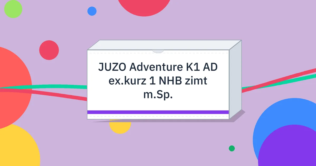 Symbolbild: Packung mit der Aufschrift JUZO Adventure K1 AD ex.kurz 1 NHB zimt m.Sp. (PZN 16493660) – Verfügbarkeit und Bezug in Apotheken in Frankfurt am Main