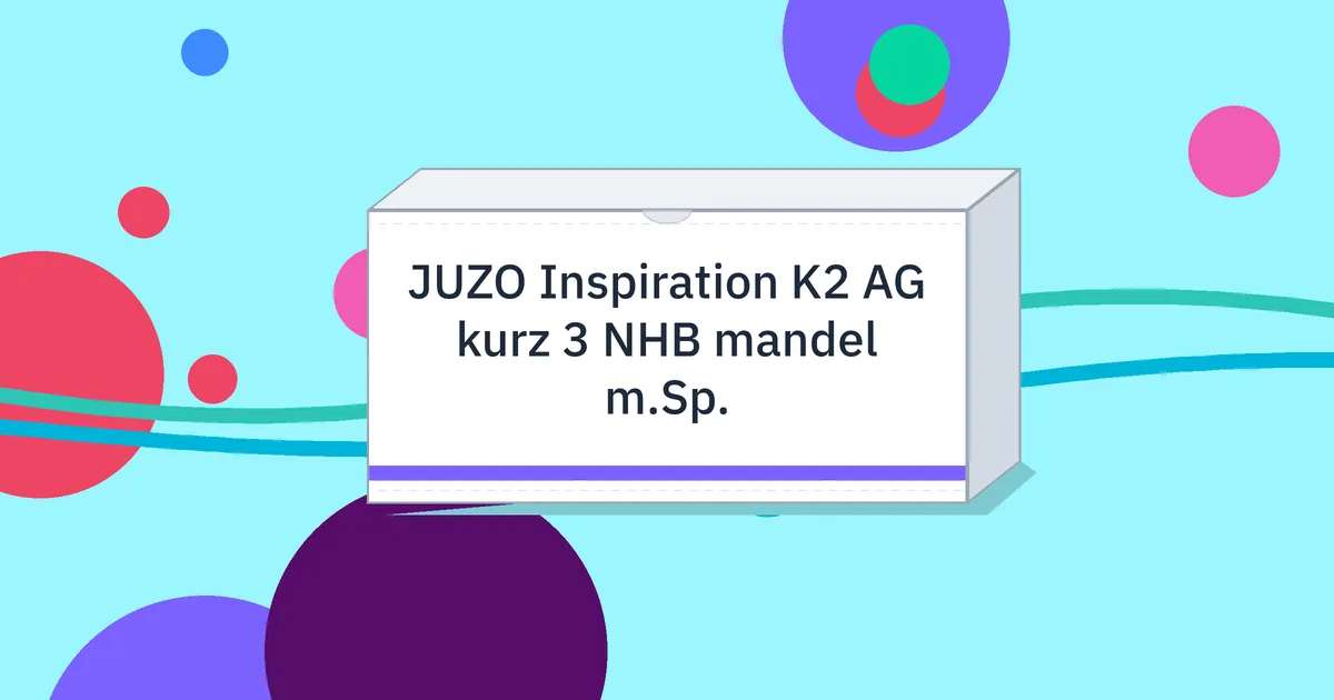 Symbolbild: Packung mit der Aufschrift JUZO Inspiration K2 AG kurz 3 NHB mandel m.Sp. (PZN 14921666) – Verfügbarkeit und Bezug in Apotheken in Frankfurt am Main