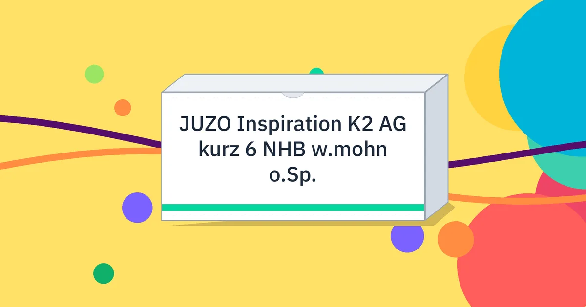 Symbolbild: Packung mit der Aufschrift JUZO Inspiration K2 AG kurz 6 NHB w.mohn o.Sp. (PZN 14923369) – Verfügbarkeit und Bezug in Apotheken in Frankfurt am Main