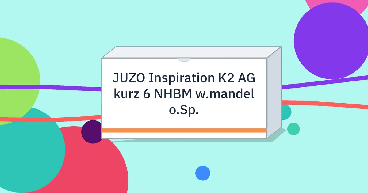 Symbolbild: Packung mit der Aufschrift JUZO Inspiration K2 AG kurz 6 NHBM w.mandel o.Sp. (PZN 14950389) – Verfügbarkeit und Bezug in Apotheken in Frankfurt am Main