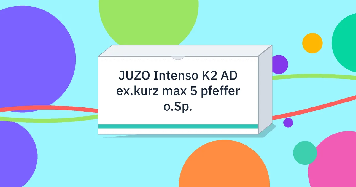 Symbolbild: Packung mit der Aufschrift JUZO Intenso K2 AD ex.kurz max 5 pfeffer o.Sp. (PZN 18617327) – Verfügbarkeit und Bezug in Apotheken in Frankfurt am Main