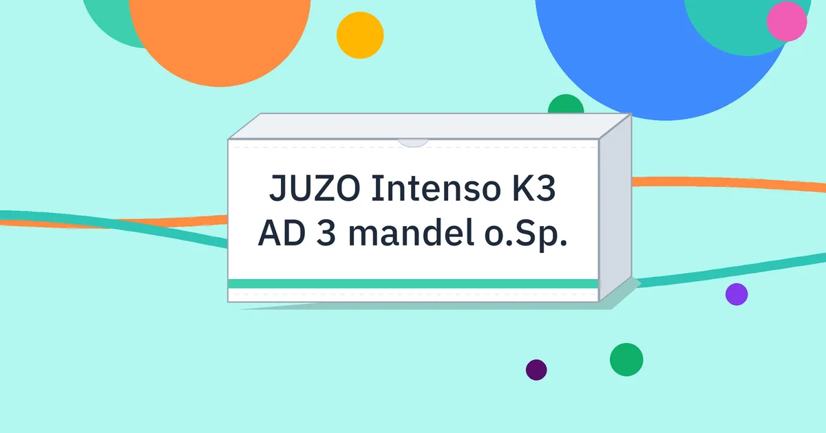Symbolbild: Packung mit der Aufschrift JUZO Intenso K3 AD 3 mandel o.Sp. (PZN 18638074) – Verfügbarkeit und Bezug in Apotheken in Frankfurt am Main