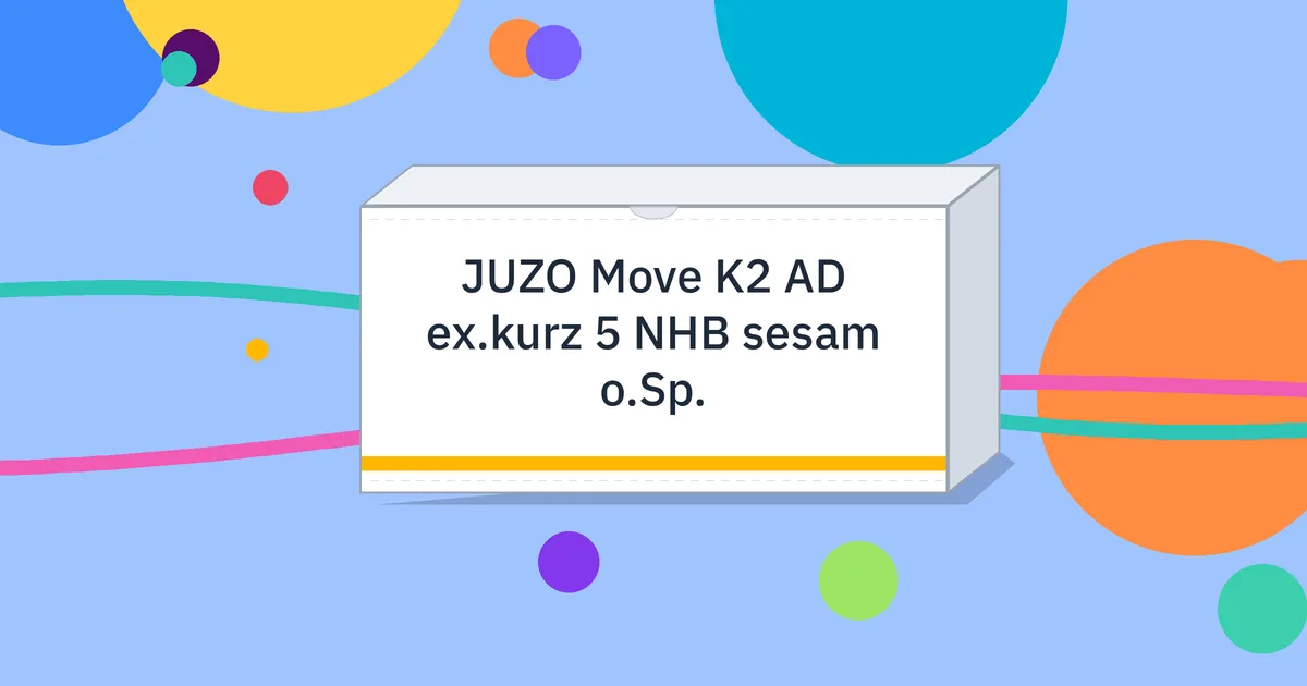 Symbolbild: Packung mit der Aufschrift JUZO Move K2 AD ex.kurz 5 NHB sesam o.Sp. (PZN 18510776) – Verfügbarkeit und Bezug in Apotheken in Frankfurt am Main
