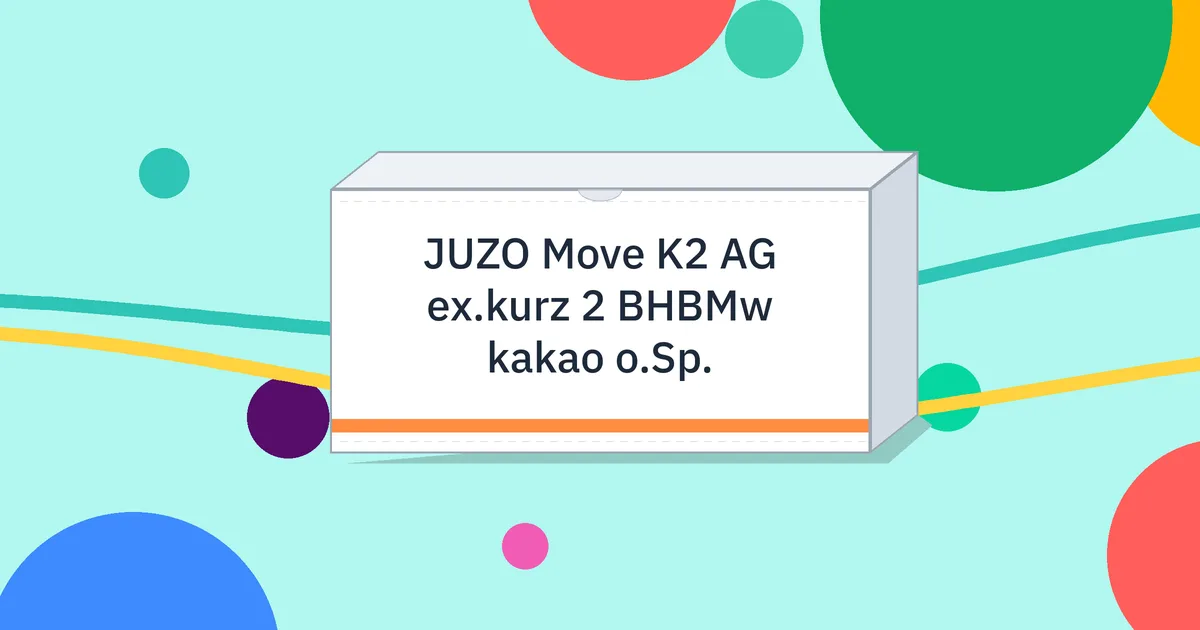 Symbolbild: Packung mit der Aufschrift JUZO Move K2 AG ex.kurz 2 BHBMw kakao o.Sp. (PZN 18566446) – Verfügbarkeit und Bezug in Apotheken in Frankfurt am Main