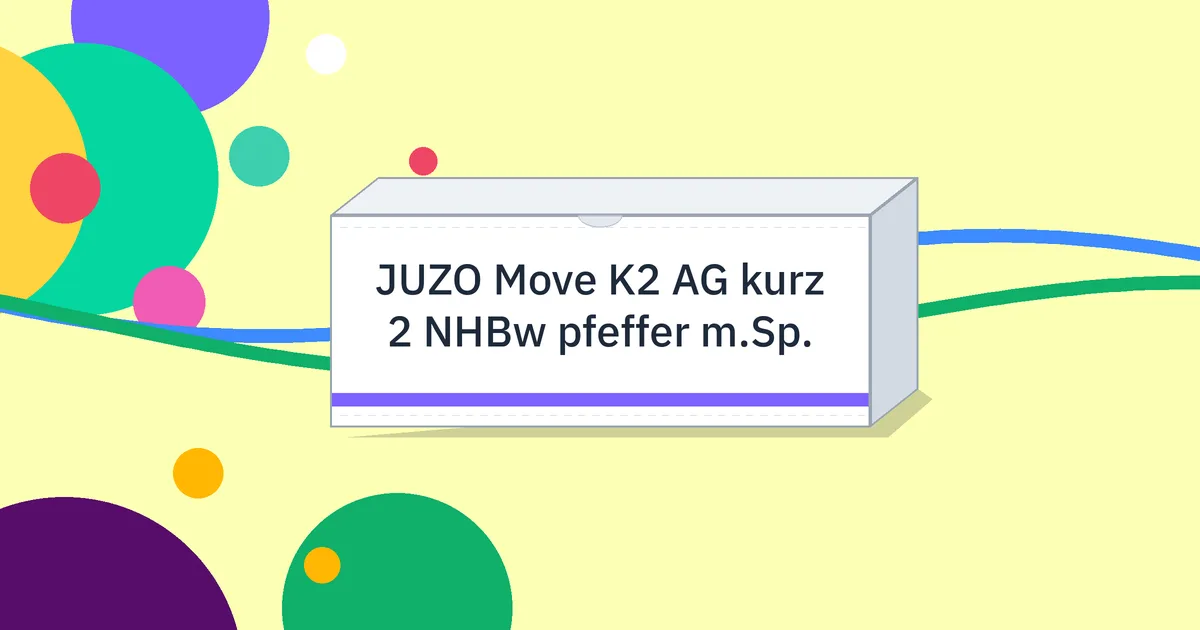 Symbolbild: Packung mit der Aufschrift JUZO Move K2 AG kurz 2 NHBw pfeffer m.Sp. (PZN 16640836) – Verfügbarkeit und Bezug in Apotheken in Frankfurt am Main