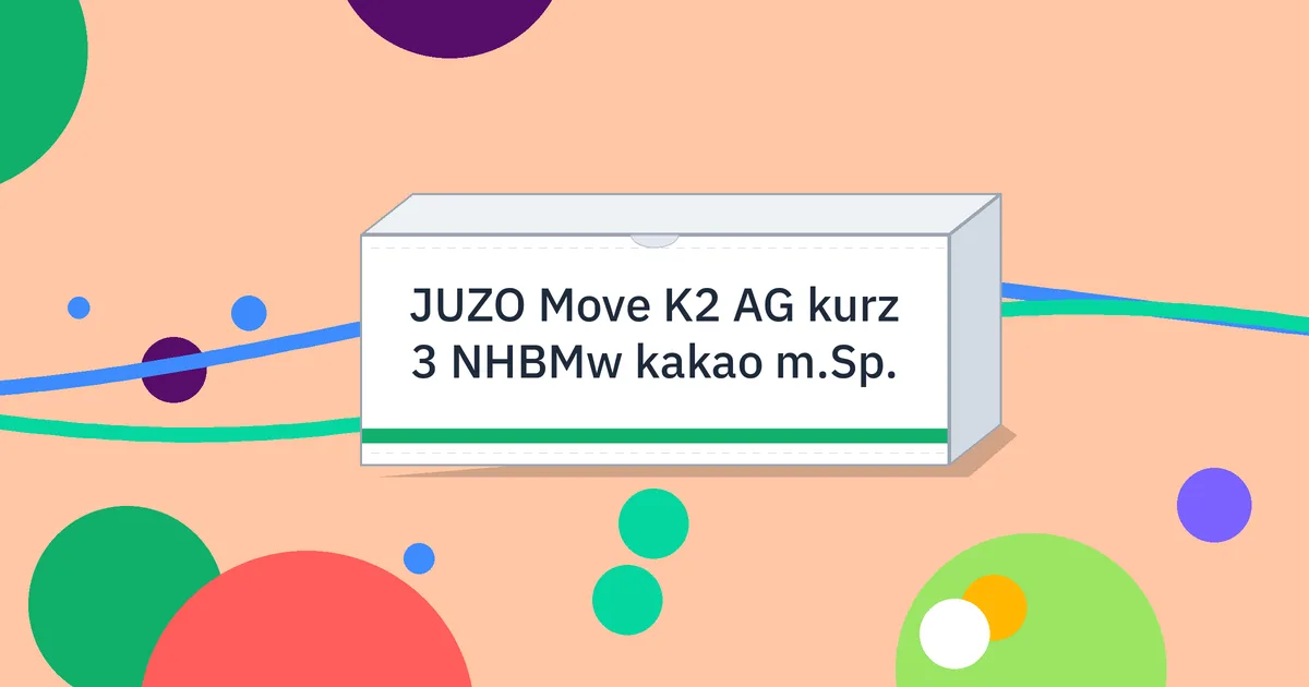 Symbolbild: Packung mit der Aufschrift JUZO Move K2 AG kurz 3 NHBMw kakao m.Sp. (PZN 18559216) – Verfügbarkeit und Bezug in Apotheken in Frankfurt am Main