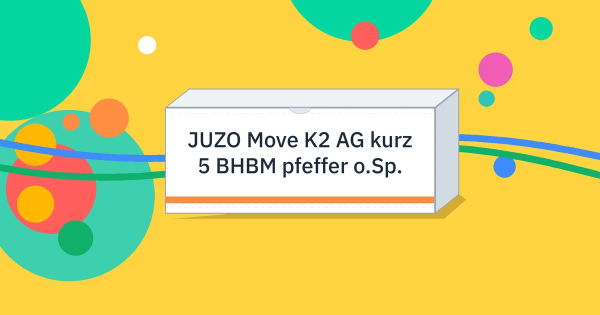 Symbolbild: Packung mit der Aufschrift JUZO Move K2 AG kurz 5 BHBM pfeffer o.Sp. (PZN 16648192) – Verfügbarkeit und Bezug in Apotheken in Frankfurt am Main