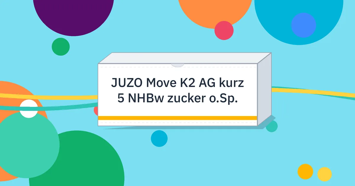 Symbolbild: Packung mit der Aufschrift JUZO Move K2 AG kurz 5 NHBw zucker o.Sp. (PZN 18528977) – Verfügbarkeit und Bezug in Apotheken in Frankfurt am Main