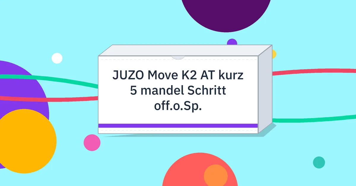 Symbolbild: Packung mit der Aufschrift JUZO Move K2 AT kurz 5 mandel Schritt off.o.Sp. (PZN 20676099) – Verfügbarkeit und Bezug in Apotheken in Frankfurt am Main