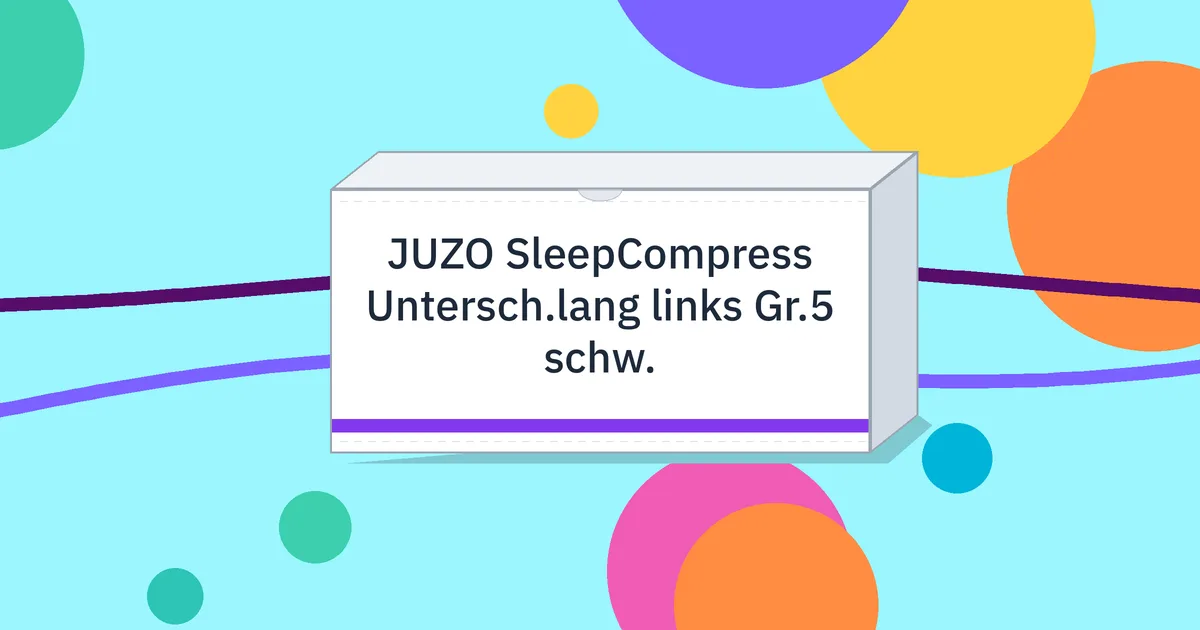 Symbolbild: Packung mit der Aufschrift JUZO SleepCompress Untersch.lang links Gr.5 schw. (PZN 19622483) – Verfügbarkeit und Bezug in Apotheken in Frankfurt am Main
