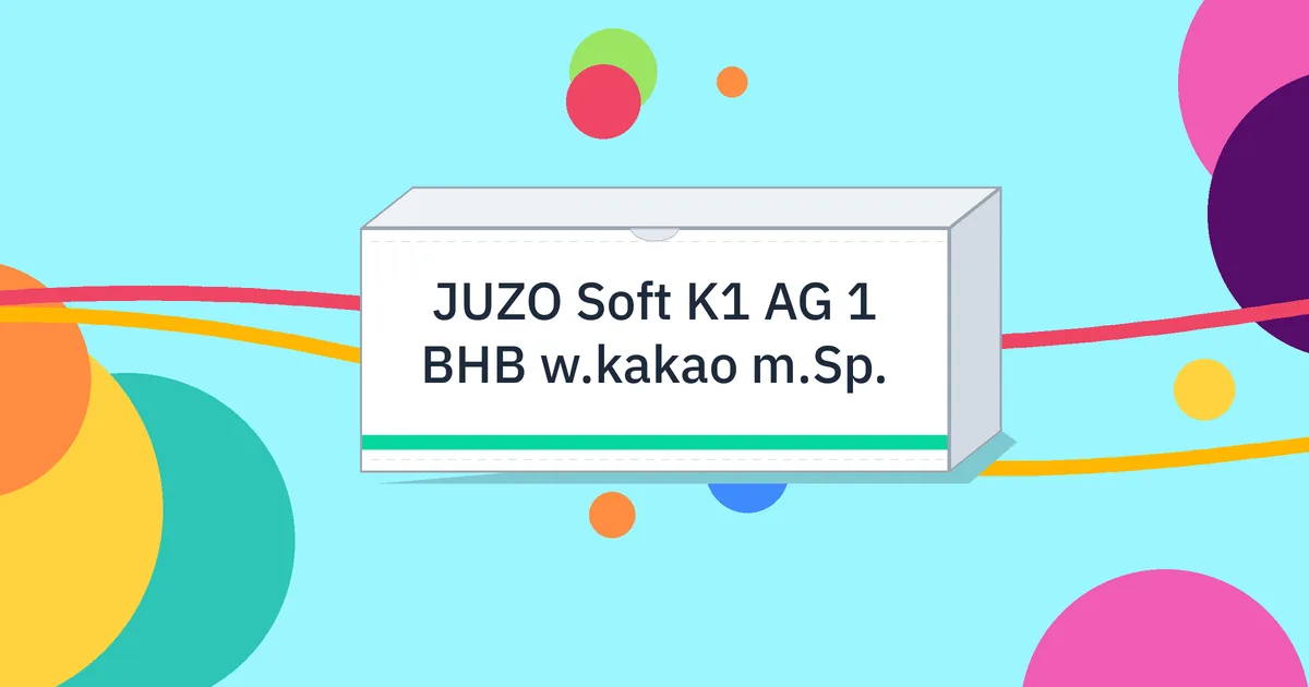 Symbolbild: Packung mit der Aufschrift JUZO Soft K1 AG 1 BHB w.kakao m.Sp. (PZN 14837084) – Verfügbarkeit und Bezug in Apotheken in Frankfurt am Main
