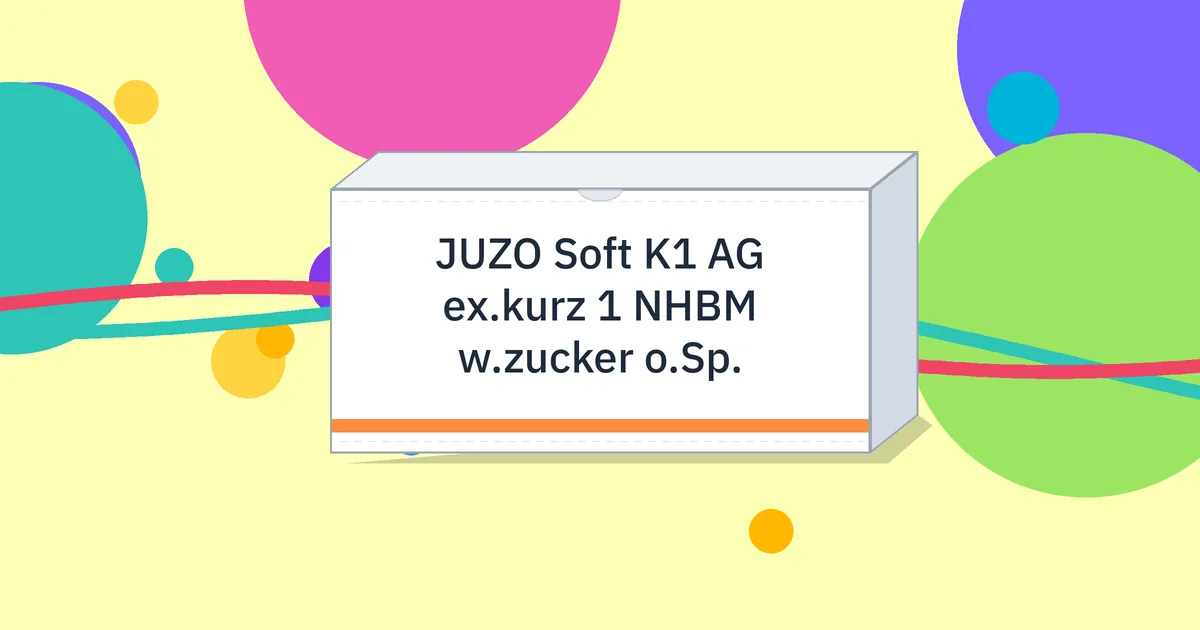 Symbolbild: Packung mit der Aufschrift JUZO Soft K1 AG ex.kurz 1 NHBM w.zucker o.Sp. (PZN 15016975) – Verfügbarkeit und Bezug in Apotheken in Frankfurt am Main
