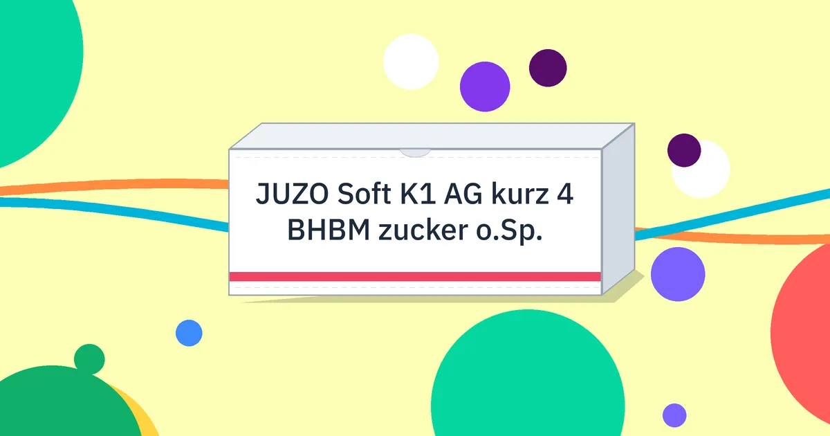 Symbolbild: Packung mit der Aufschrift JUZO Soft K1 AG kurz 4 BHBM zucker o.Sp. (PZN 14857388) – Verfügbarkeit und Bezug in Apotheken in Frankfurt am Main