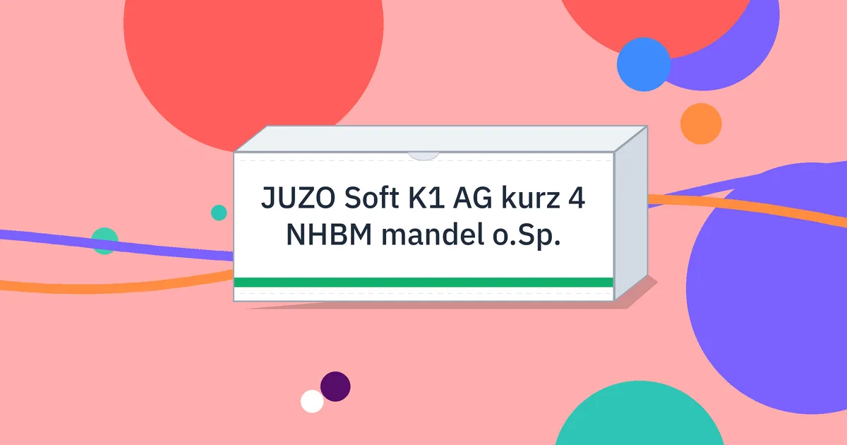 Symbolbild: Packung mit der Aufschrift JUZO Soft K1 AG kurz 4 NHBM mandel o.Sp. (PZN 14996492) – Verfügbarkeit und Bezug in Apotheken in Frankfurt am Main