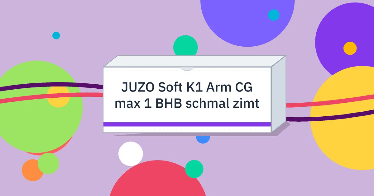 Symbolbild: Packung mit der Aufschrift JUZO Soft K1 Arm CG max 1 BHB schmal zimt (PZN 15509465) – Verfügbarkeit und Bezug in Apotheken in Frankfurt am Main