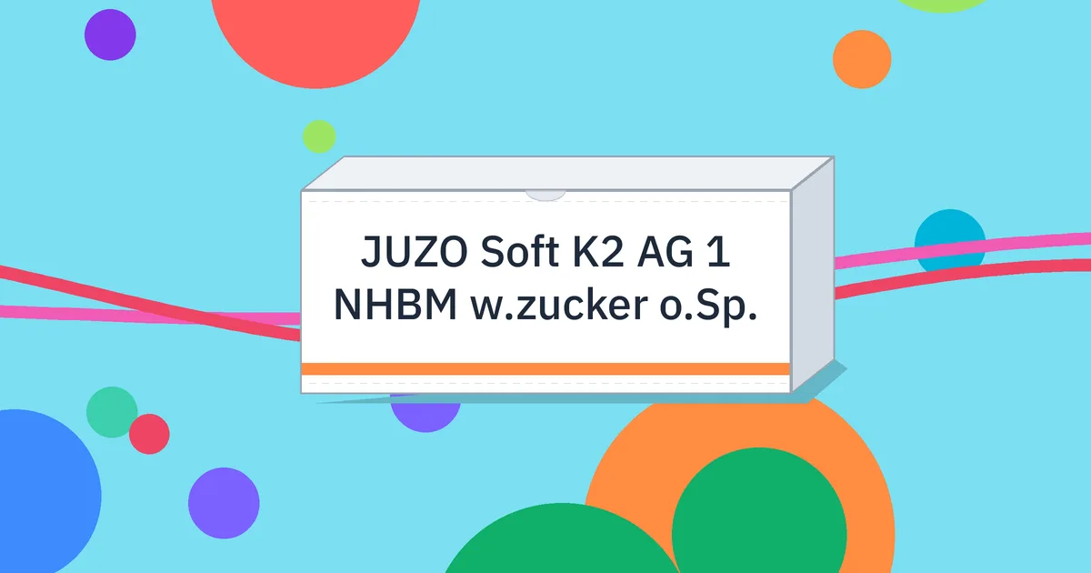 Symbolbild: Packung mit der Aufschrift JUZO Soft K2 AG 1 NHBM w.zucker o.Sp. (PZN 15001318) – Verfügbarkeit und Bezug in Apotheken in Frankfurt am Main