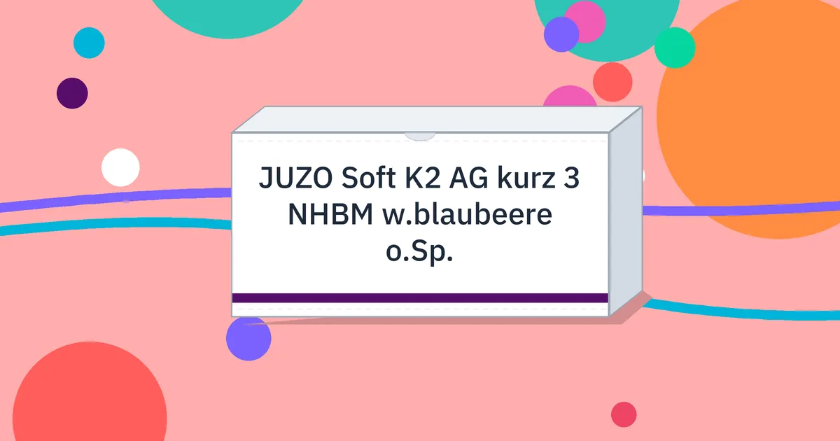 Symbolbild: Packung mit der Aufschrift JUZO Soft K2 AG kurz 3 NHBM w.blaubeere o.Sp. (PZN 15020126) – Verfügbarkeit und Bezug in Apotheken in Frankfurt am Main
