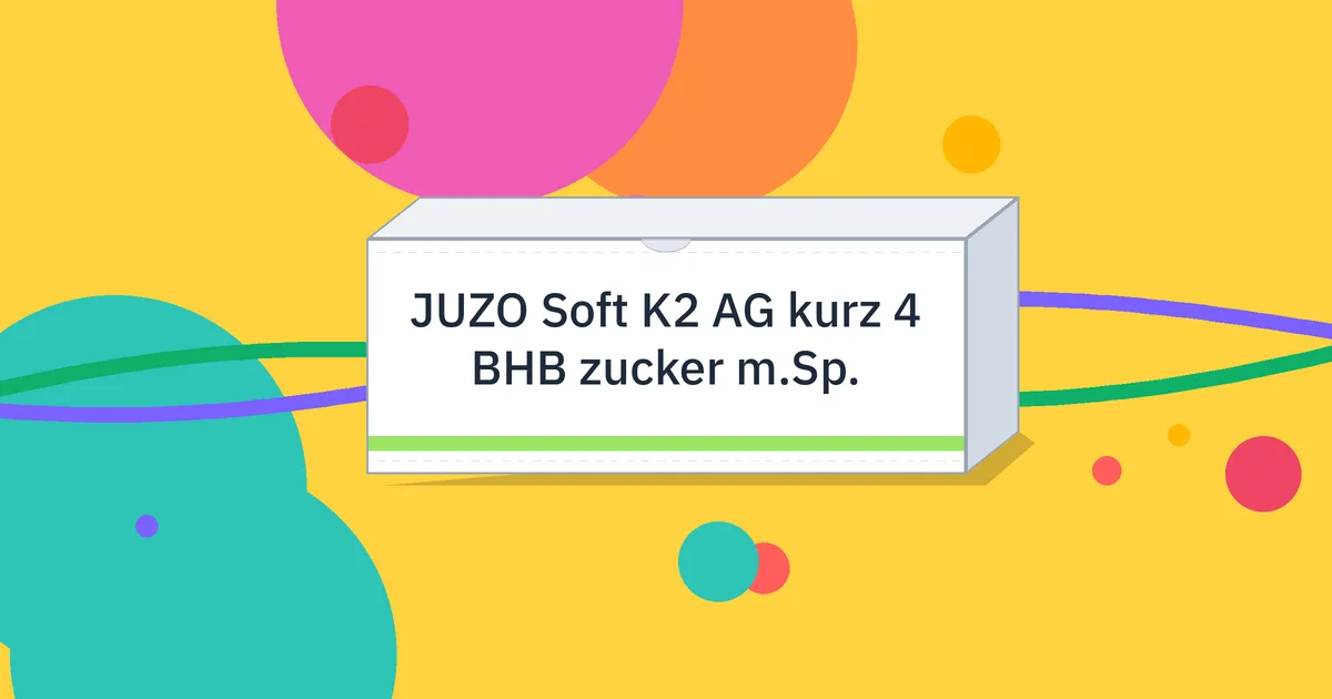 Symbolbild: Packung mit der Aufschrift JUZO Soft K2 AG kurz 4 BHB zucker m.Sp. (PZN 14825916) – Verfügbarkeit und Bezug in Apotheken in Frankfurt am Main