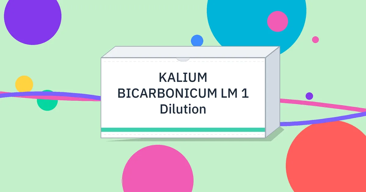Symbolbild: Packung mit der Aufschrift KALIUM BICARBONICUM LM 1 Dilution (PZN 13783311) – Verfügbarkeit und Bezug in Apotheken in Frankfurt am Main
