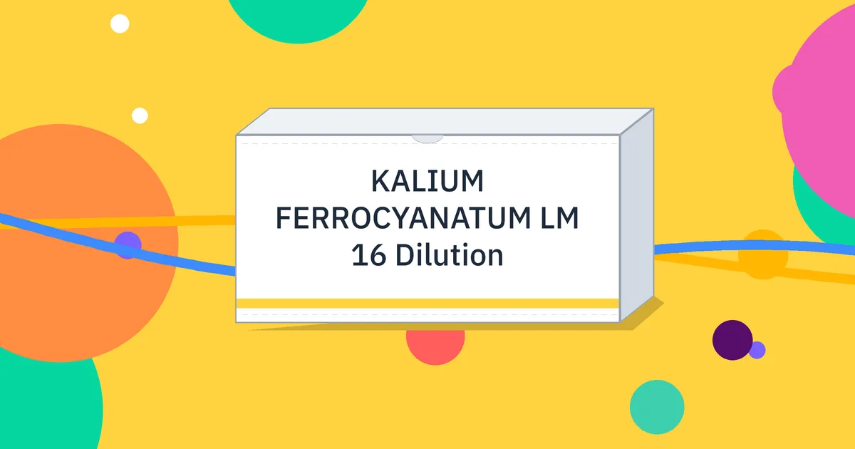 Symbolbild: Packung mit der Aufschrift KALIUM FERROCYANATUM LM 16 Dilution (PZN 12921076) – Verfügbarkeit und Bezug in Apotheken in Frankfurt am Main