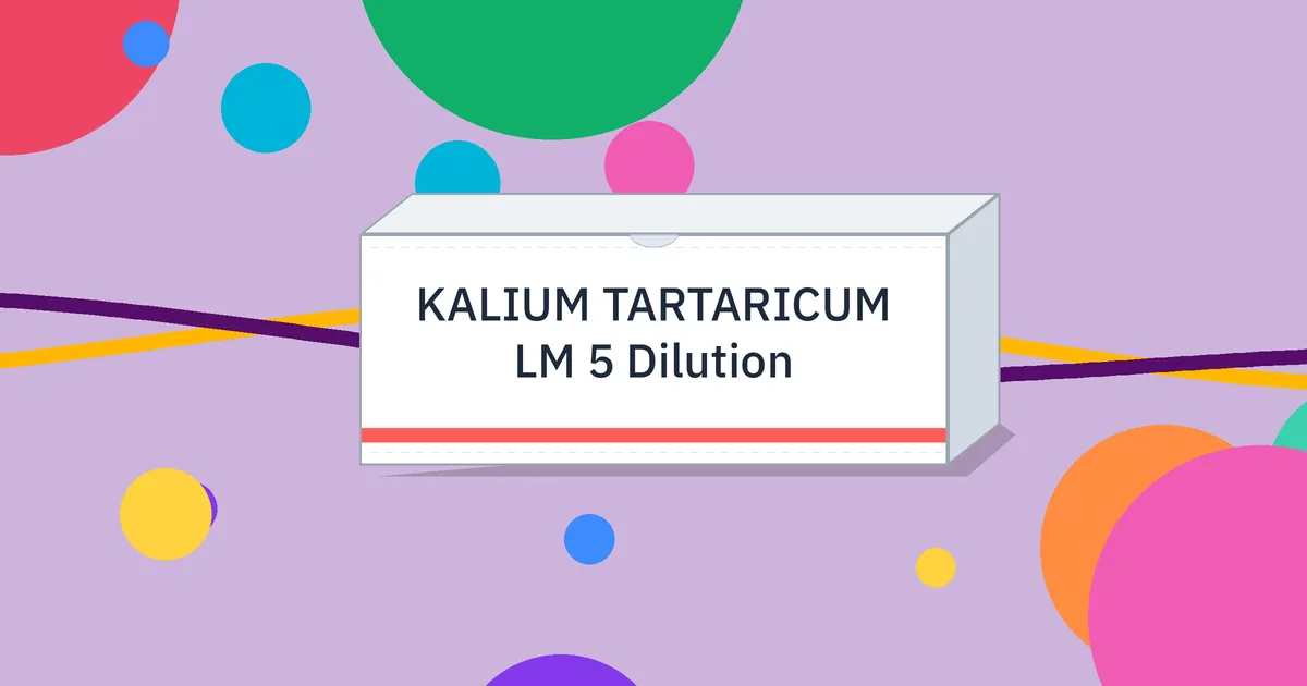 Symbolbild: Packung mit der Aufschrift KALIUM TARTARICUM LM 5 Dilution (PZN 12926642) – Verfügbarkeit und Bezug in Apotheken in Frankfurt am Main